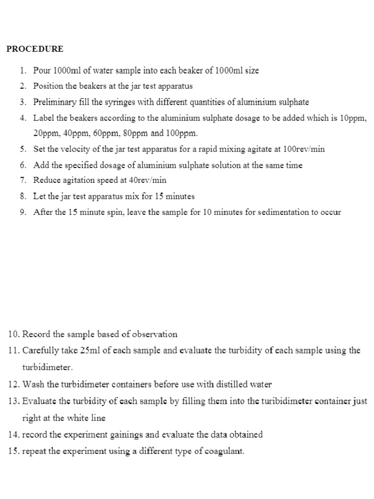 Procedure Jar Test | PDF