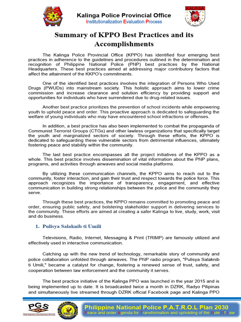 Summary of KPPO PBPs | PDF | Tourism | Community