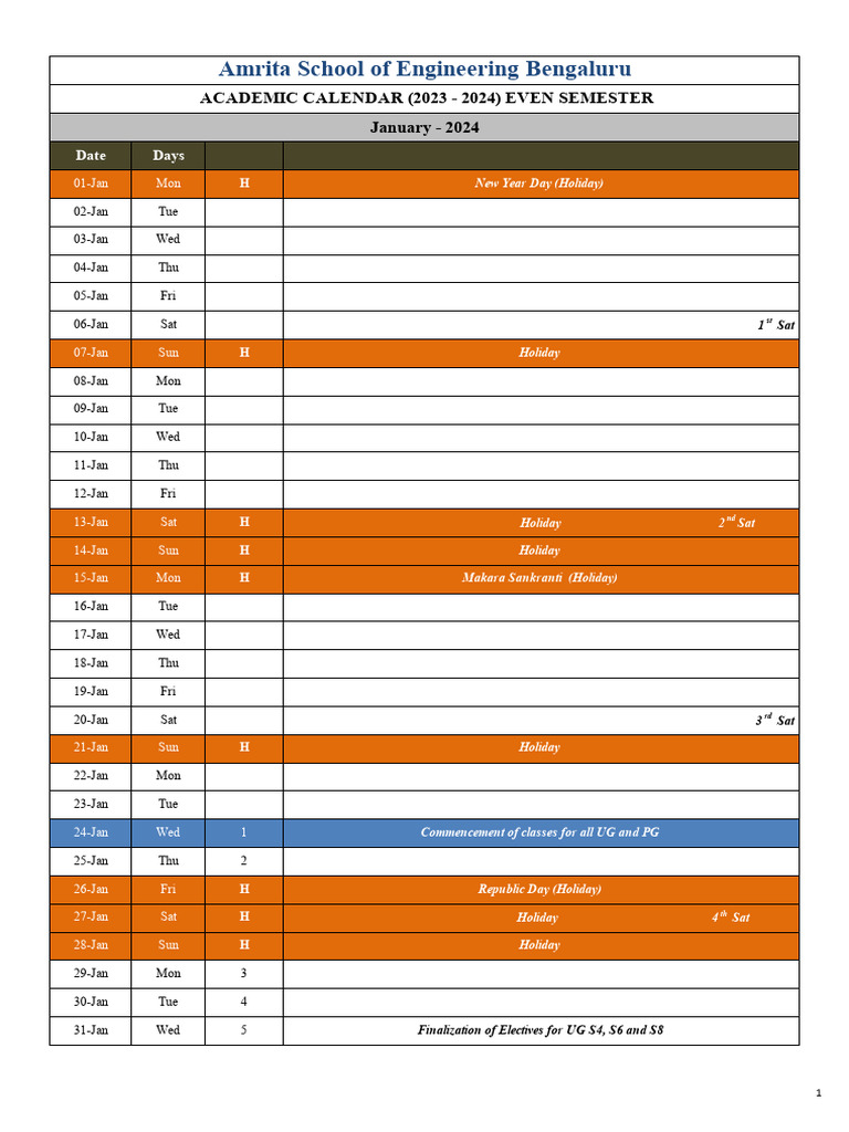 Academic Calendar - 2023-24 Even Sem | PDF | Academia | Educational ...