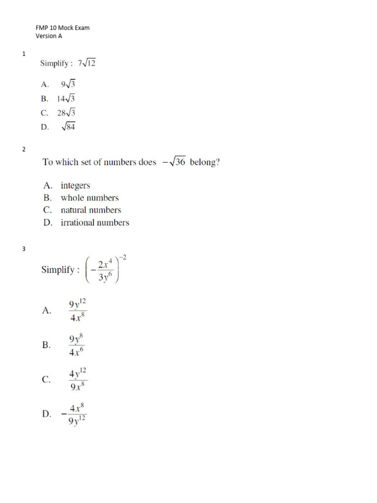 Fmp 10 Mock Exam 1 Pdf