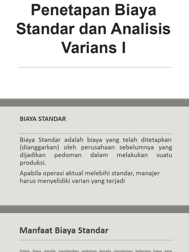 Biaya Standar Dan Analisis Varian I | PDF | Bisnis | Teknologi & Rekayasa
