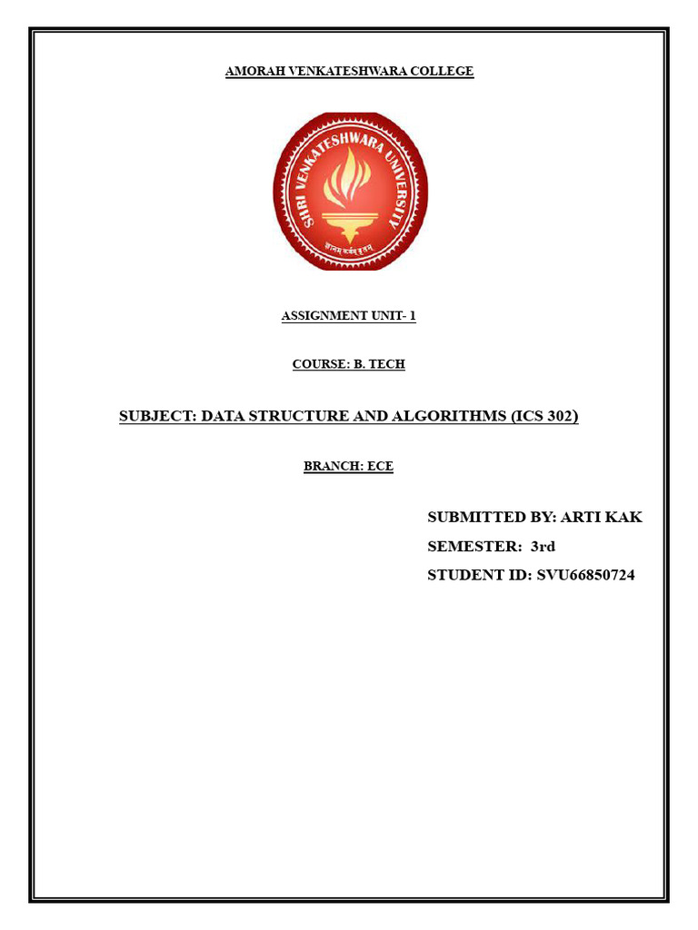 Ak Data Structure And Algorithms Unit 1 Pdf Data Type Computational Complexity Theory