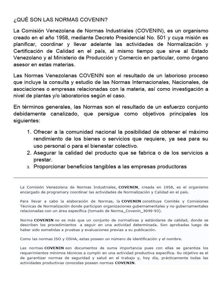 Qué Son Las Normas Covenin | PDF | Medición | Presupuesto