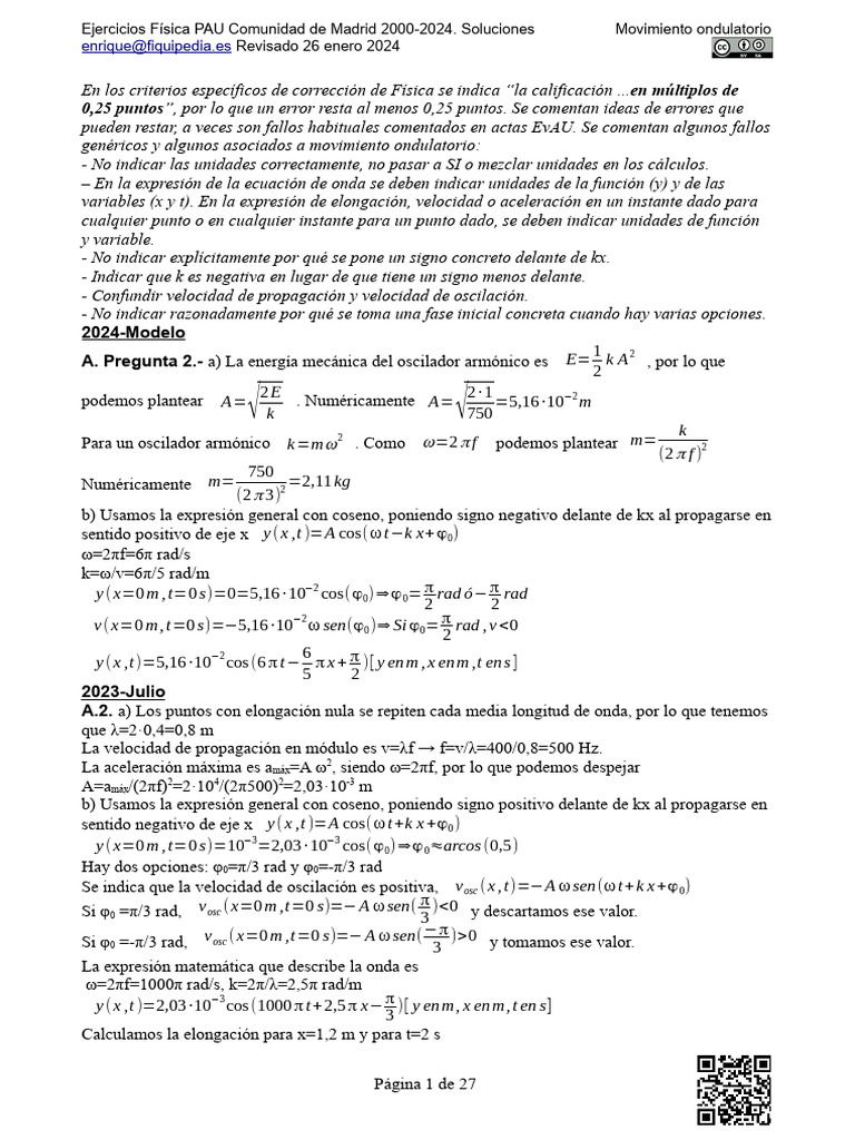 F3.2 PAU MovimientoOndulatorio Soluc | PDF | Oscilación | Olas