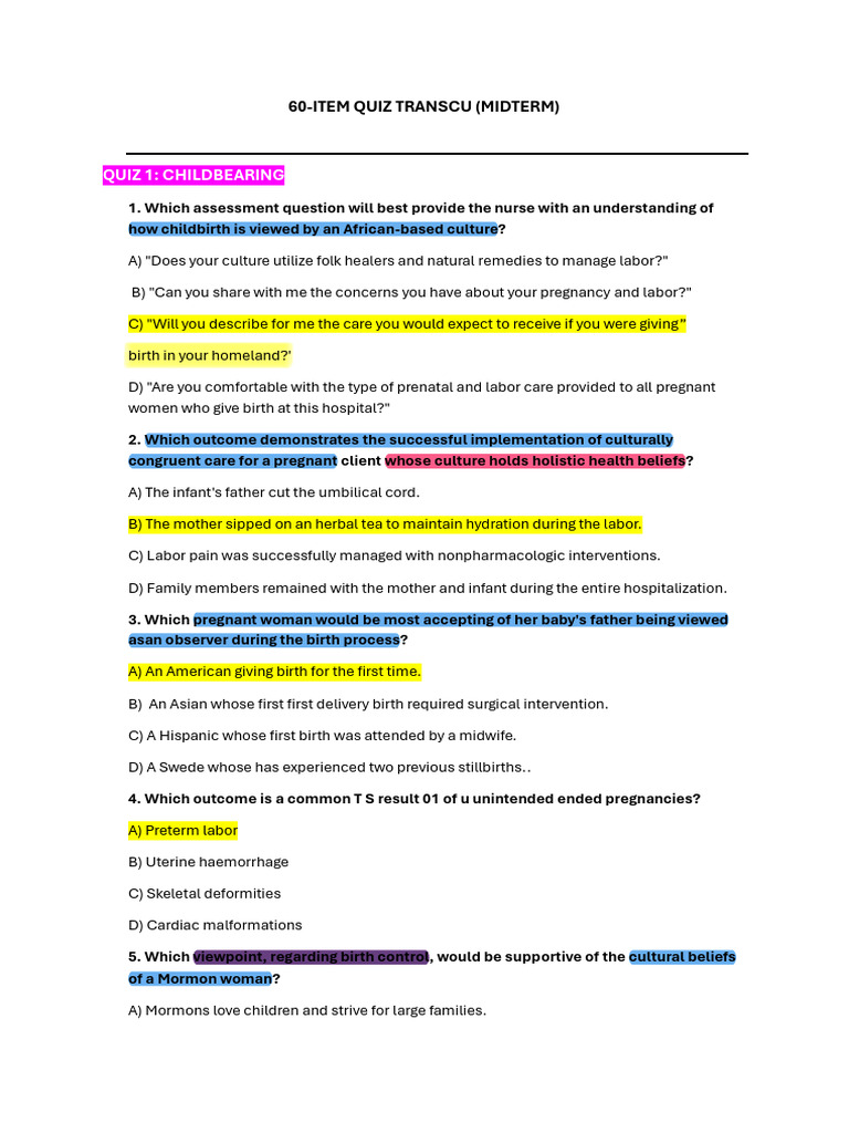 Cultural Perspectives in Childbearing | PDF | Childbirth | Pregnancy