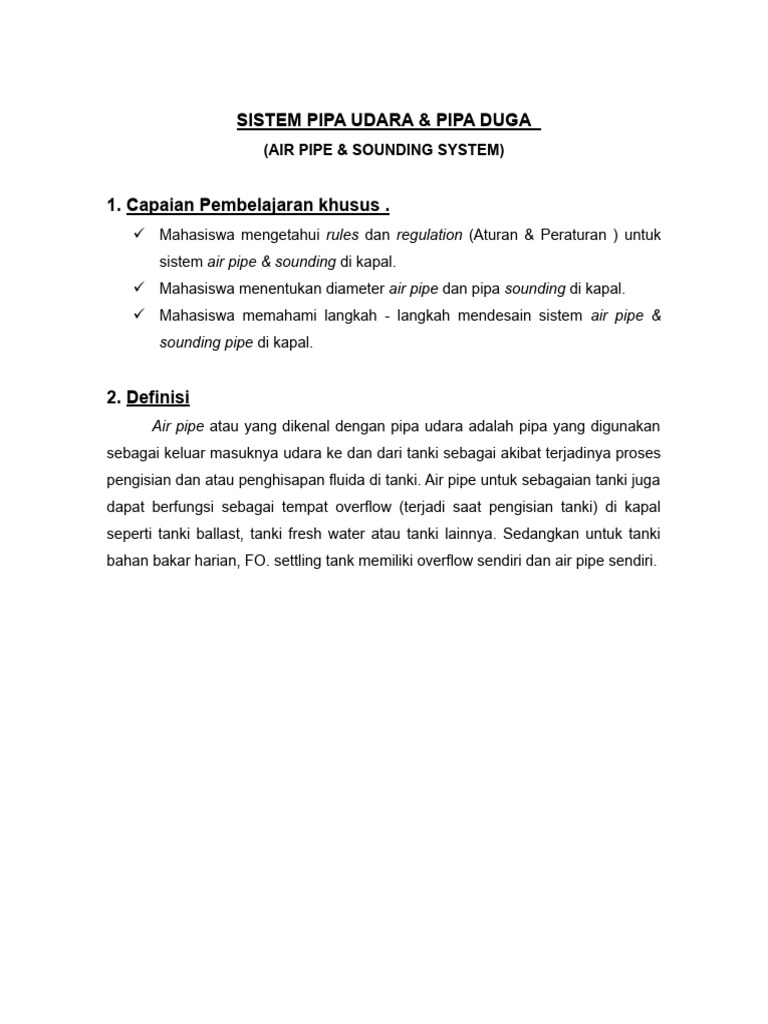 Sistem Air Pipe Sounding | PDF