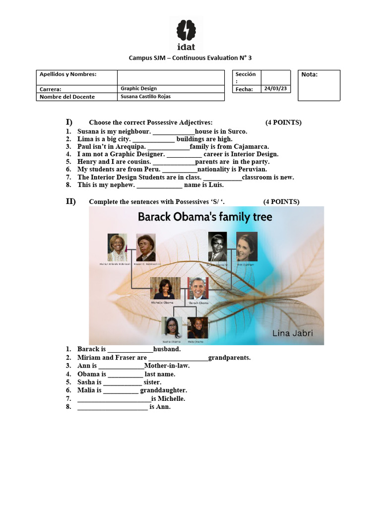 Continuous Evaluation #3 | PDF | Michelle Obama | Barack Obama