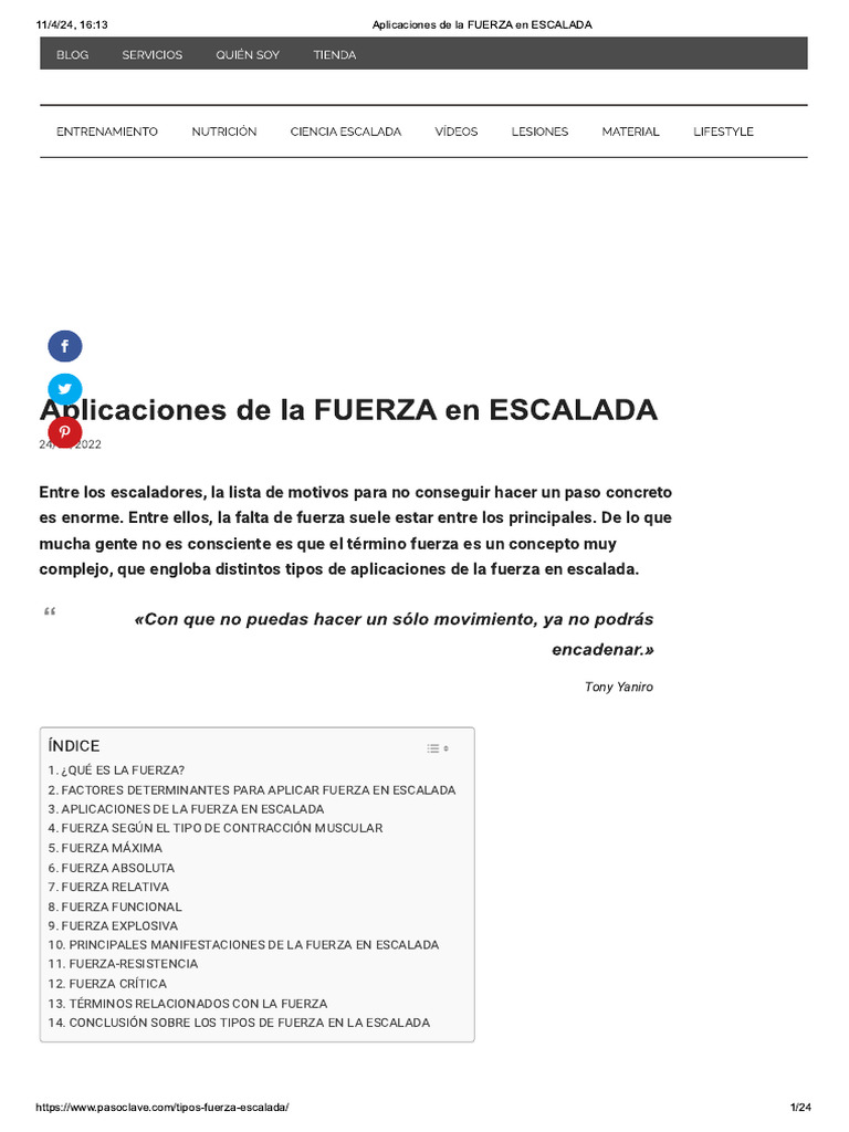 Aplicaciones de La FUERZA en ESCALADA | PDF