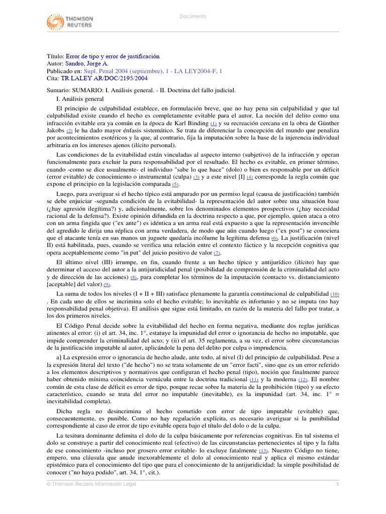24-4-15-Error de Tipo - Error de Prohibicion-Sandro | PDF | Intención ...