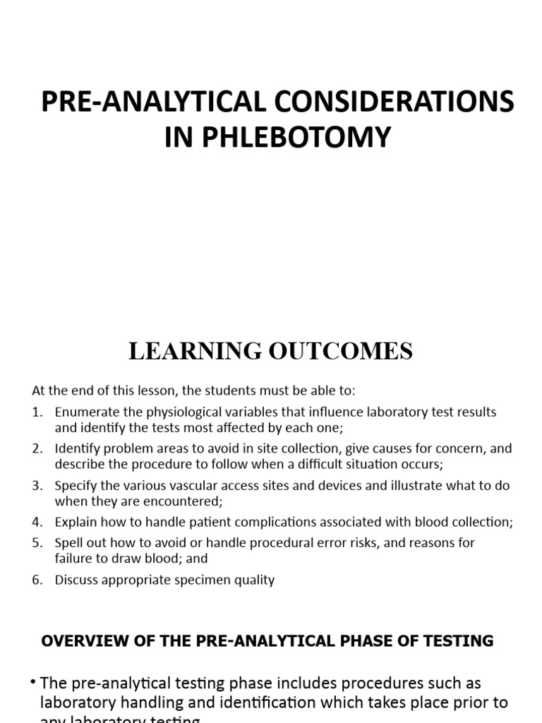 Pre Analytical Considerations | PDF | Intravenous Therapy | Catheter Pre Analytical Considerations | PDF | Intravenous Therapy | Catheter