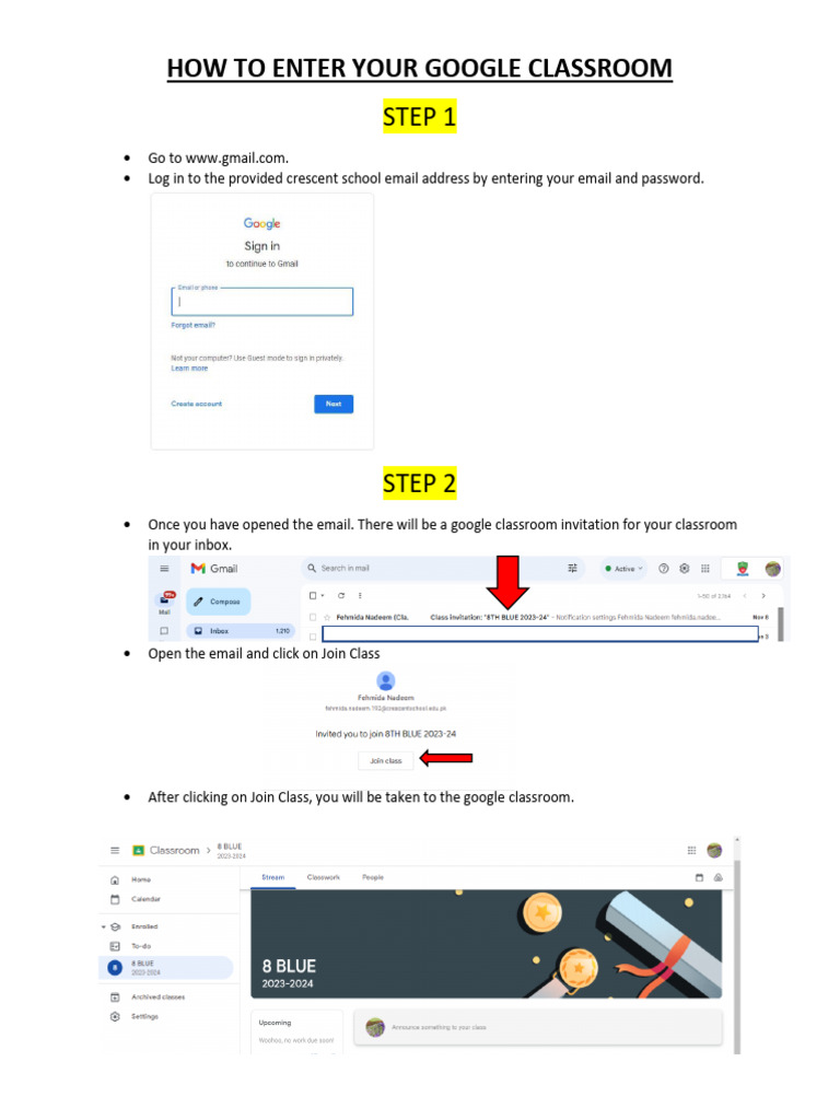Joining Google Classroom Guide | PDF | Career & Growth