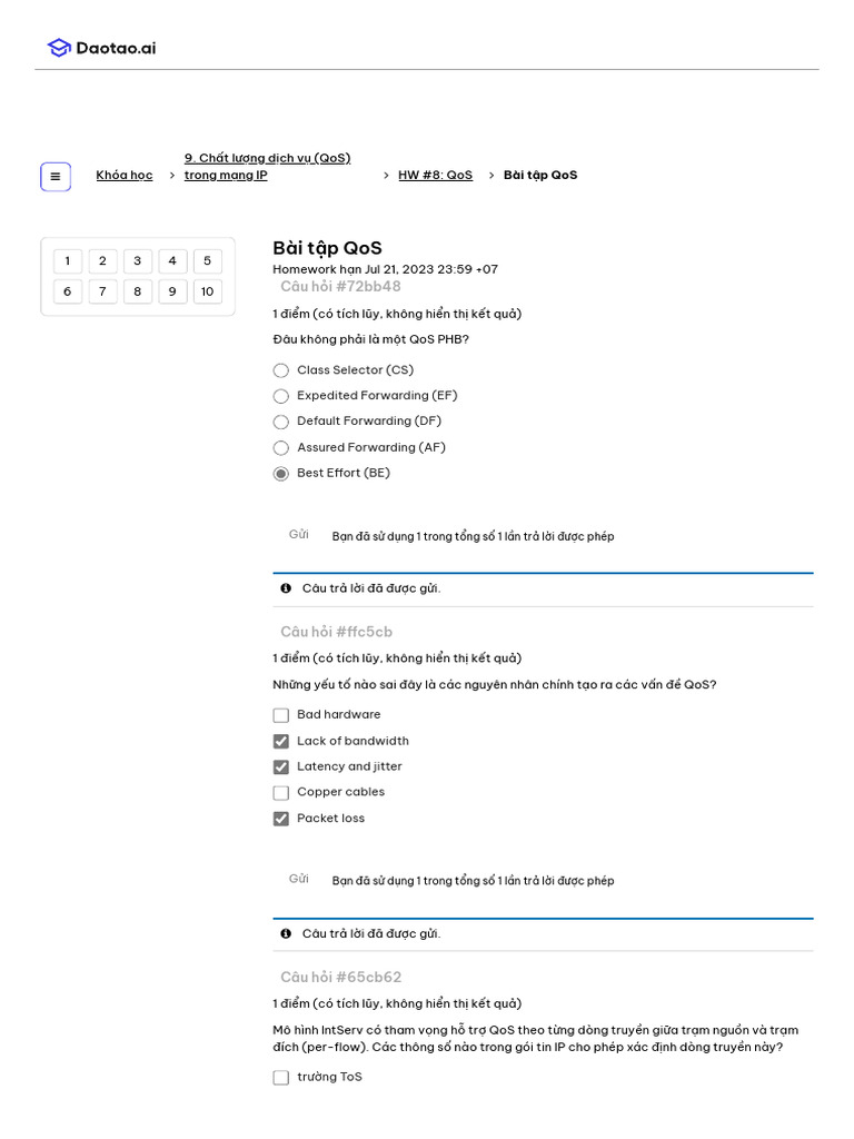 Bài tập QoS - HW #8 - QoS - Chương trình học của IT4651 - MOOC daotao ...