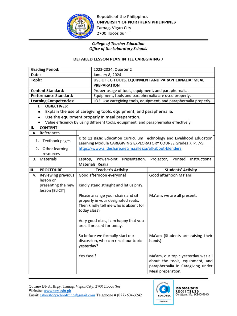 DLP Meal Preparation CG Dumadagjesssa Lyn | PDF | Blender | Food Processor