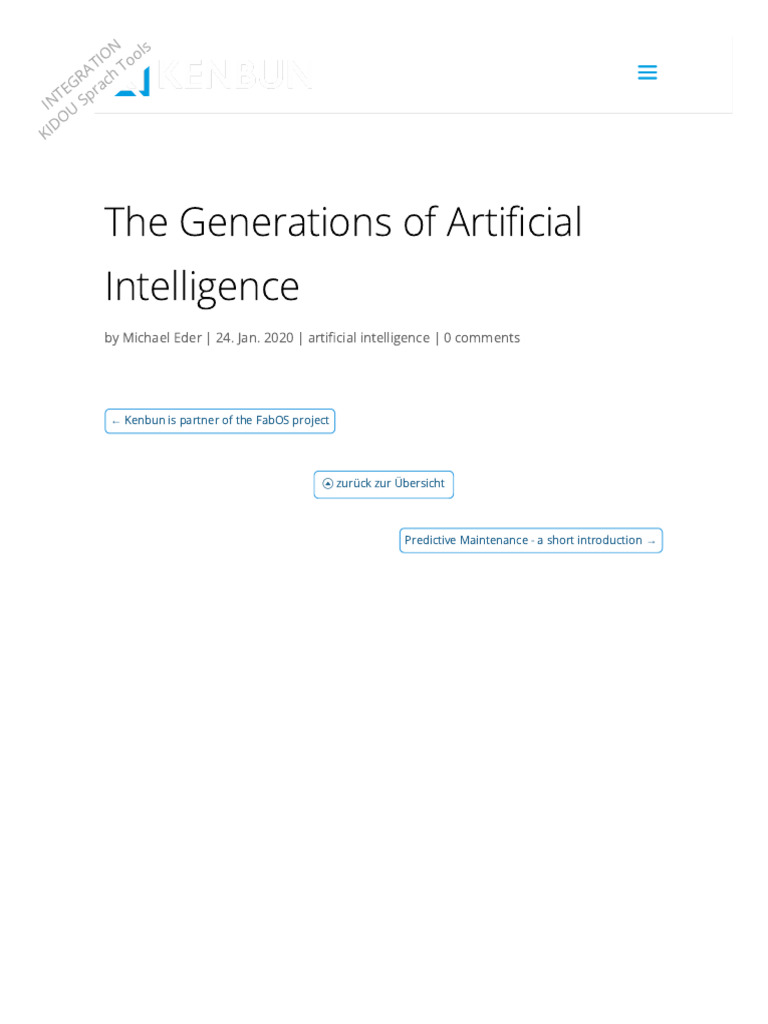 The Generations of Artificial Intelligence - KENBUN IT AG | PDF | Artificial Intelligence ...