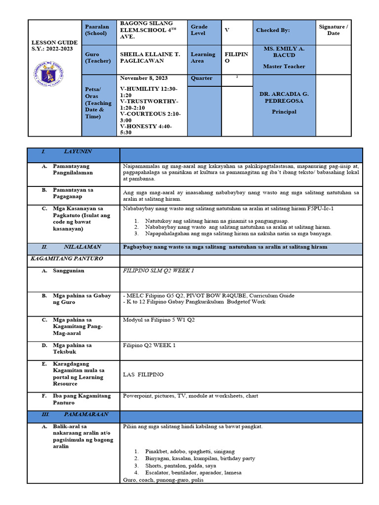Filipino 5 Q2 W1 Nov.7 2023 | PDF