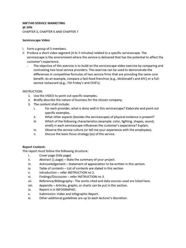 Servicescape Video Project Guide | PDF