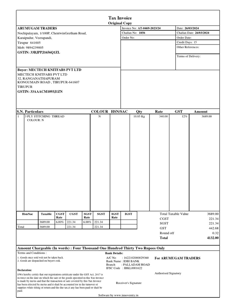 Tax Invoice: Original | PDF | Invoice | Taxes