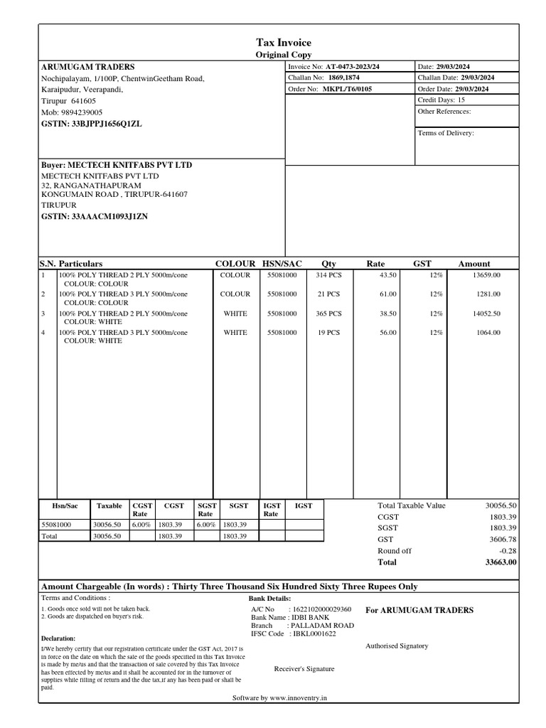 Tax Invoice: Original | PDF | Invoice | Taxes
