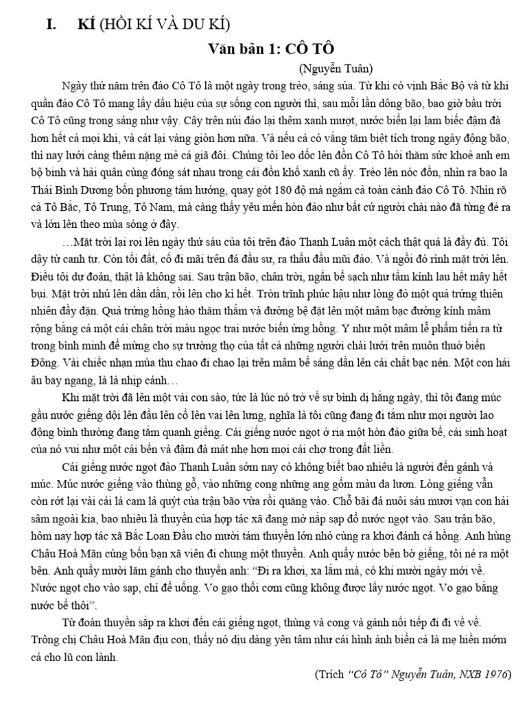 Văn bản ngoài SGK cuối HKI | PDF