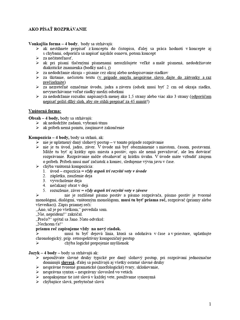 Ako Napisat Rozpravanie - 23 - 24 | PDF