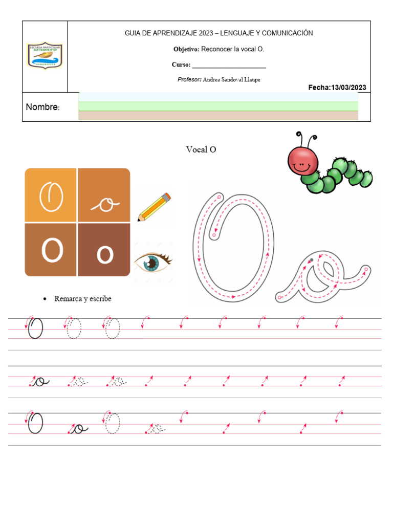 Aprendizaje de la Vocal O 2023 | PDF