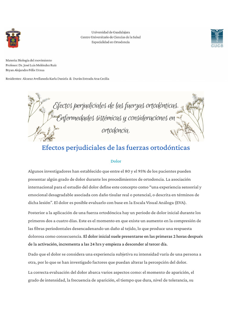 Efectos Perjudiciales de Las Fuerzas Ortodónticas. Enfermedades ...