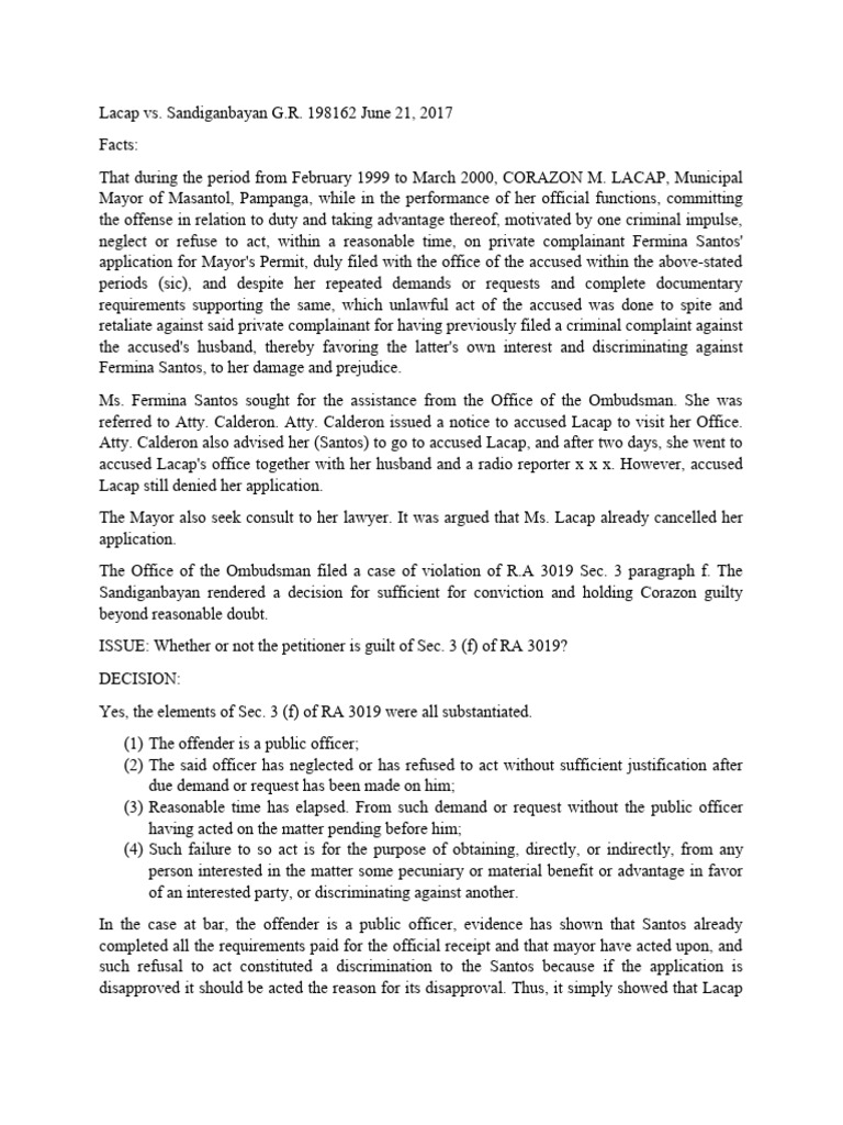 Lacap vs. Sandiganbayan | PDF | Criminal Law | Common Law