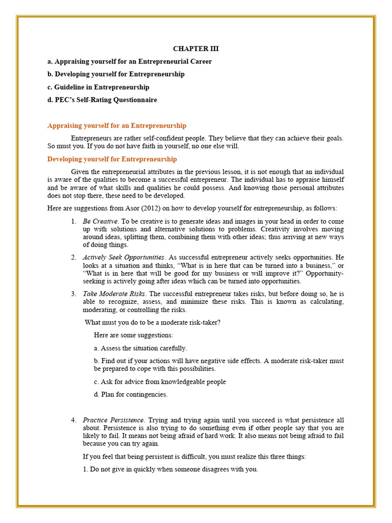 Entrep Chapter 3 | PDF | Entrepreneurship | Goal