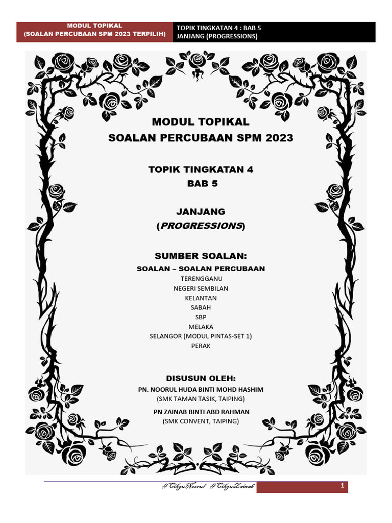 t4 Bab 5 Janjang (PSPM 2023) - Soalan | PDF