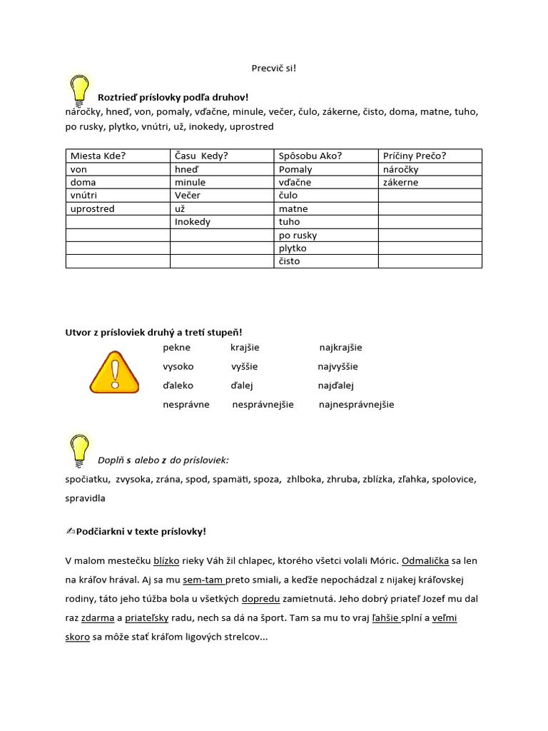 Príslovky OKK 1 | PDF