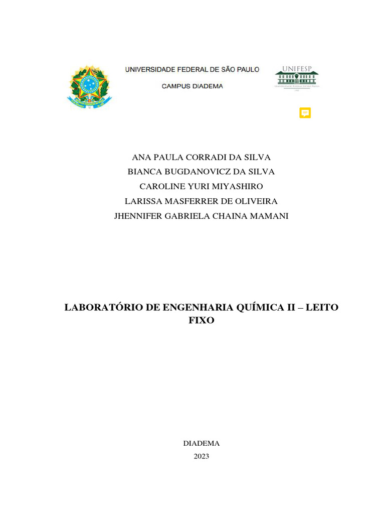 Relatório Leito - Fixo - G2 - Corrigido | PDF | Pressão | Mecânica dos ...