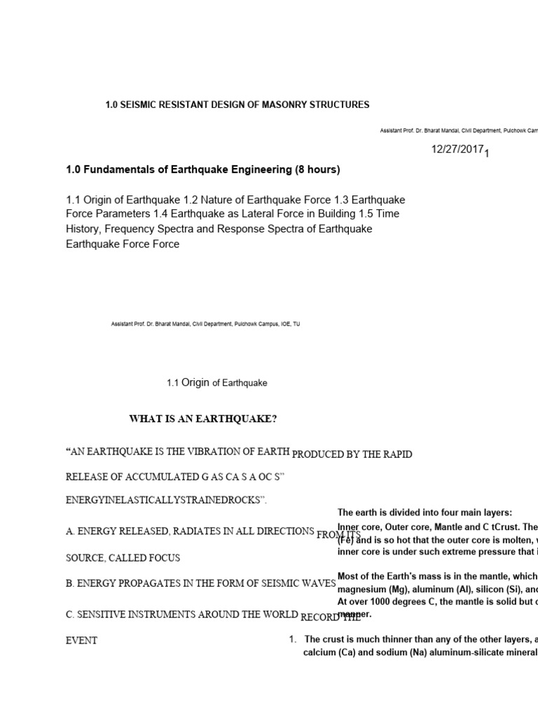 1.0 Fundamentals of Earthquake Engineering-1 | PDF | Plate Tectonics ...