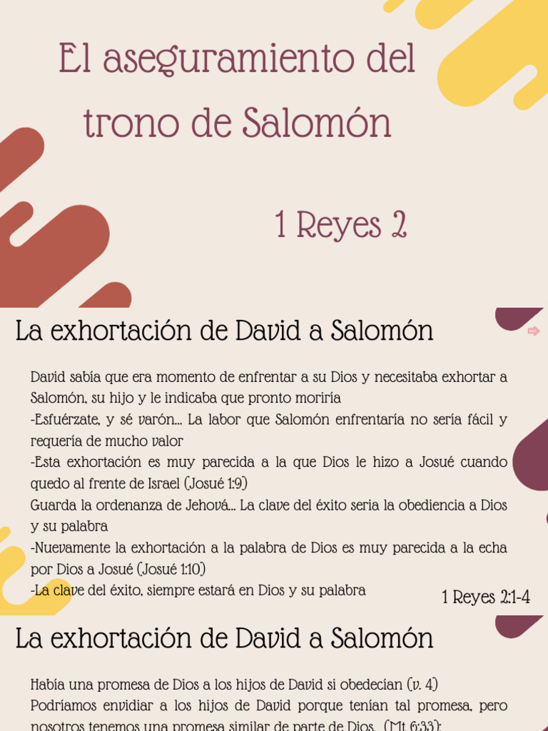 Exhortación y Legado de David | PDF | Libros de reyes | David