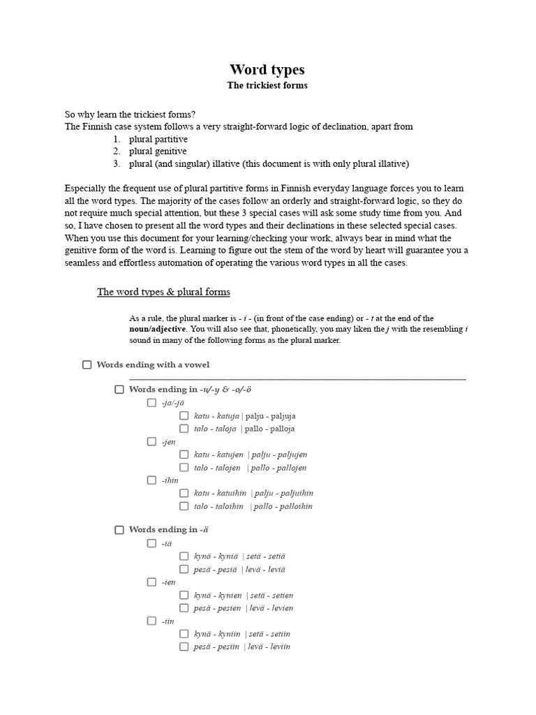 Word Types - PP-PG-PI | PDF | Plural | Word