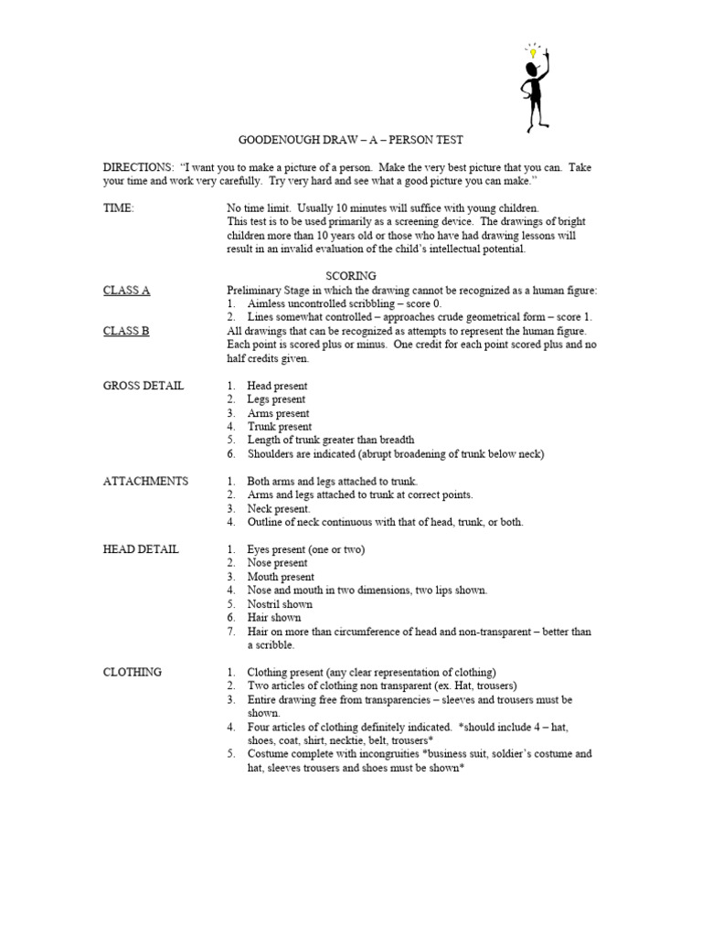 Goodenough Draw A Person | PDF | Human Appearance | Clothing