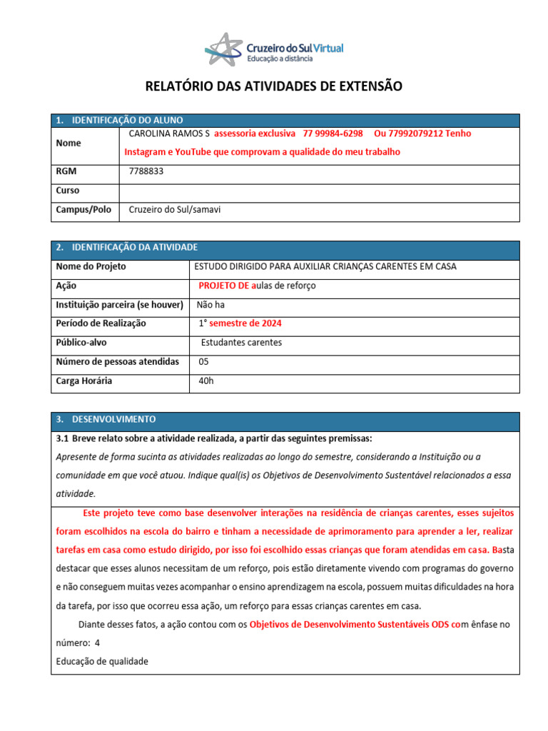 Projeto de Extensão Cruzeiro Do Sul CAROL 12-03-2024 | PDF | Aprendizado | Conhecimento
