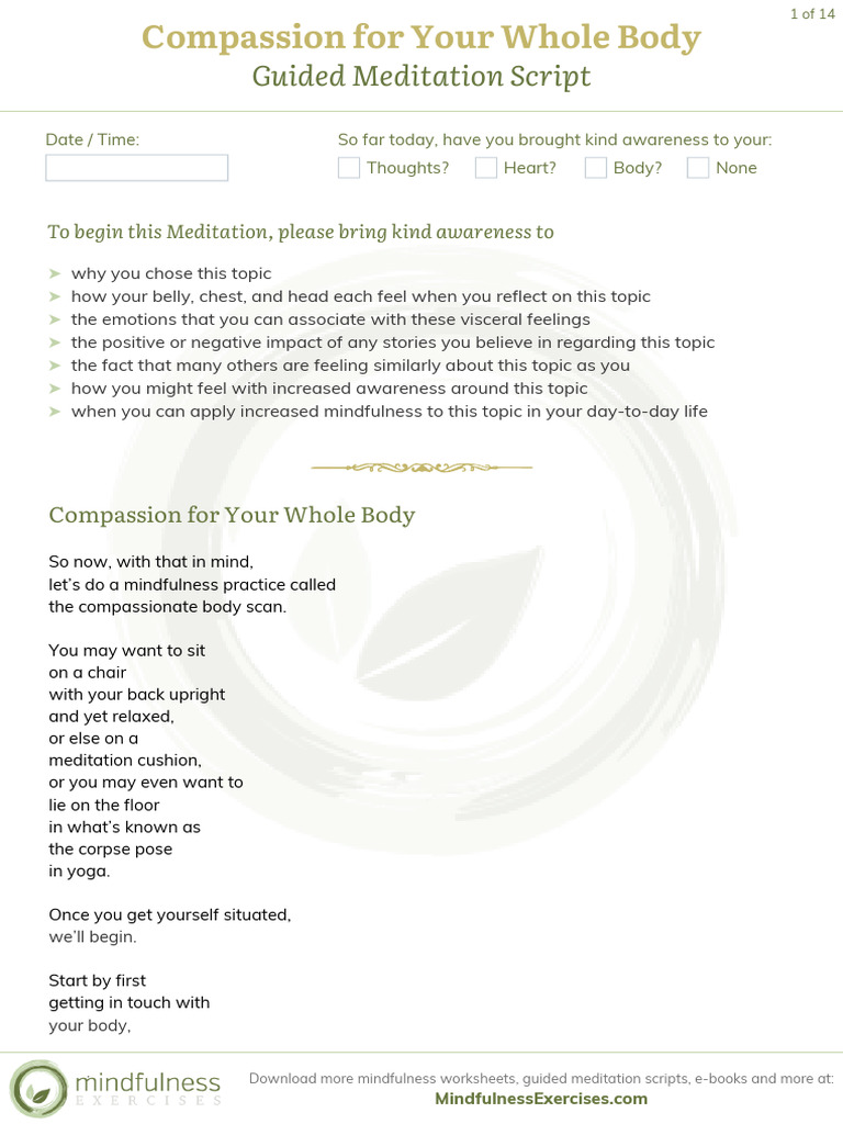 Compassion For Your Whole Body | PDF | Mindfulness | Meditation