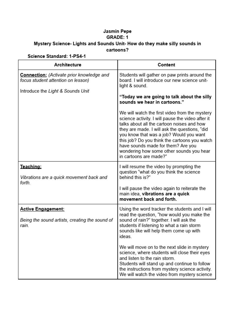 Cartoon Sounds: Exploring Vibrations | PDF | Sound | Cognition