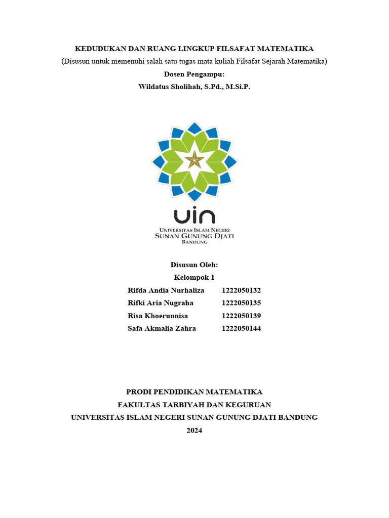 Kedudukan Dan Ruang Lingkup Filsafat Matematika | PDF | Sains & Matematika