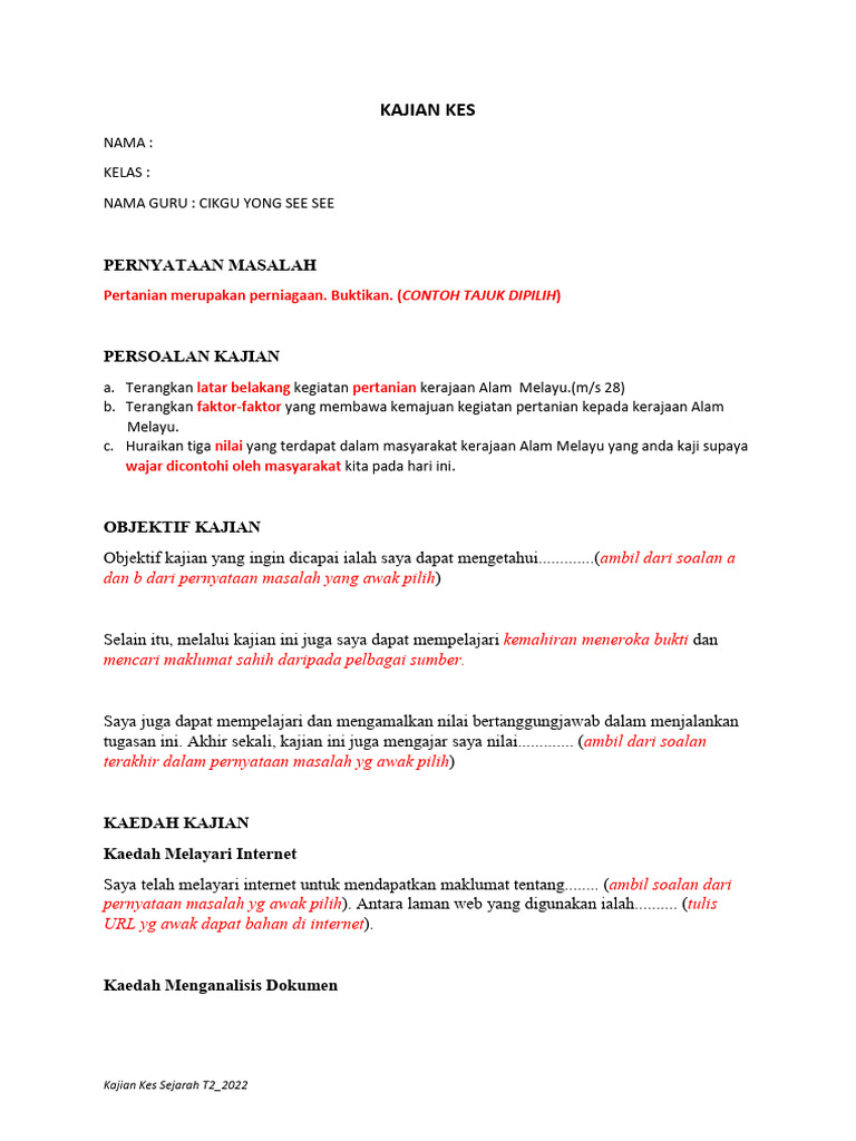 Contoh Kajian Kes T2 2023 | PDF