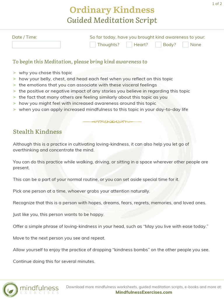 Ordinary Kindness | PDF | Mindfulness | Meditation