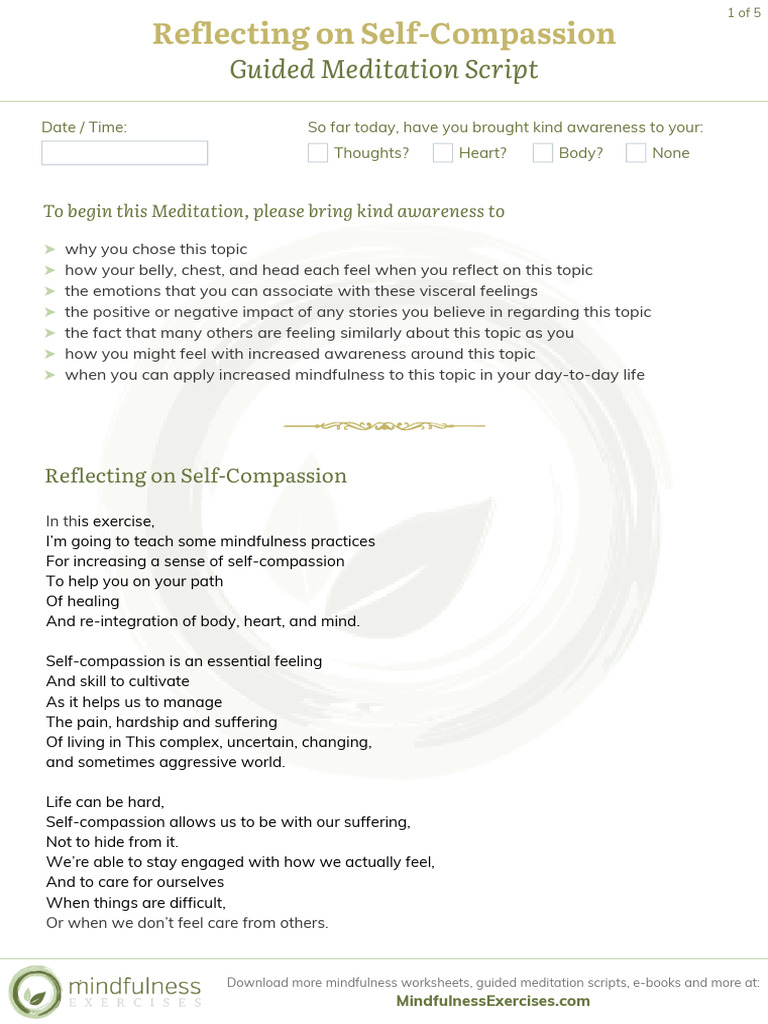 Reflecting On Self-Compassion | PDF | Mindfulness | Feeling