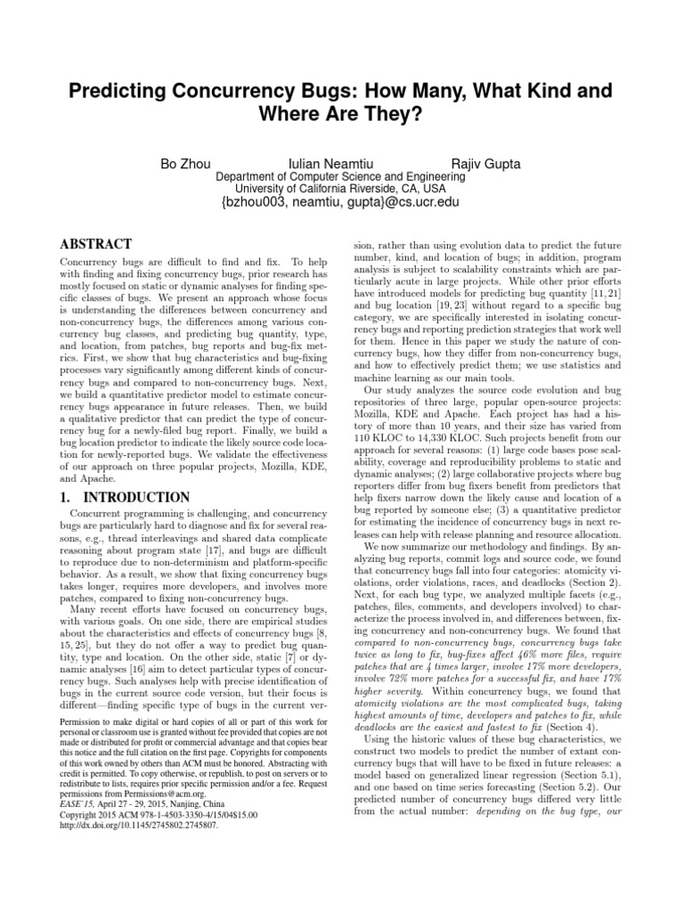 Predicting Concurrency Bugs | PDF | Software Bug | Web Server