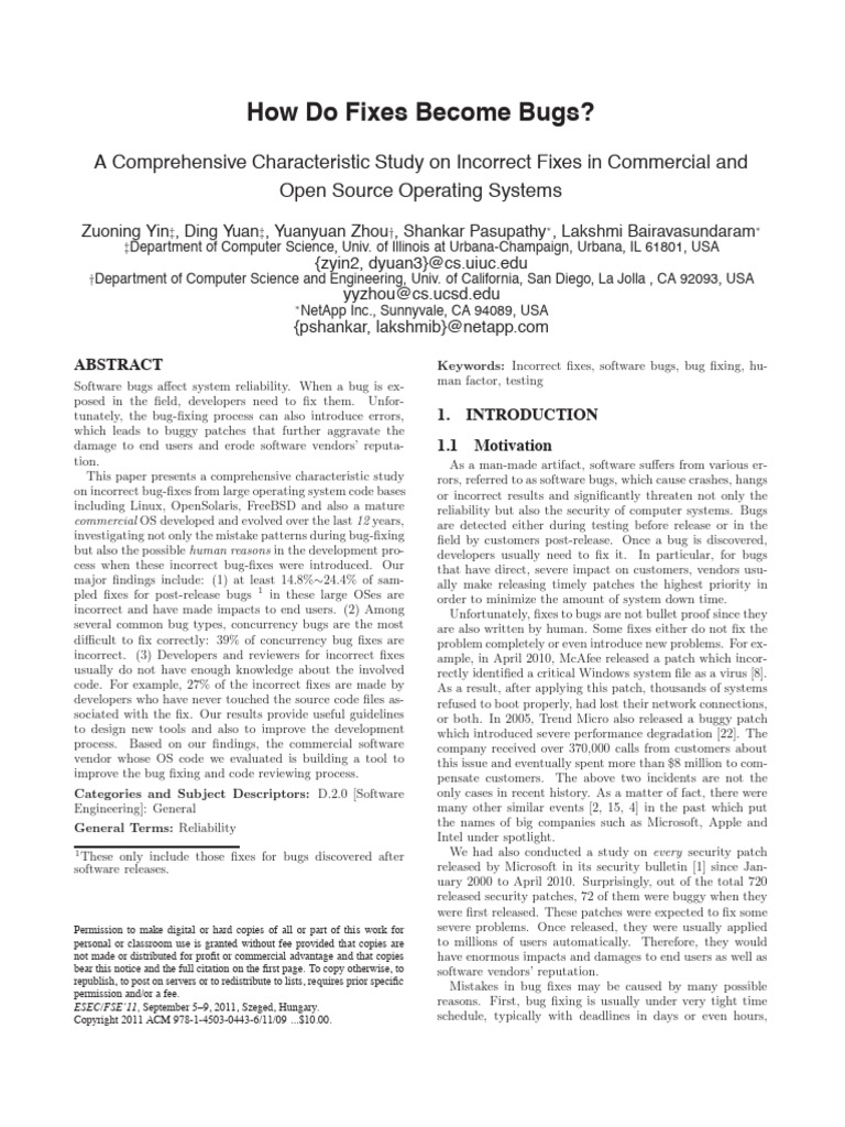 How Do Fixes Become Bugs | PDF | Software Bug | Pointer (Computer Programming)