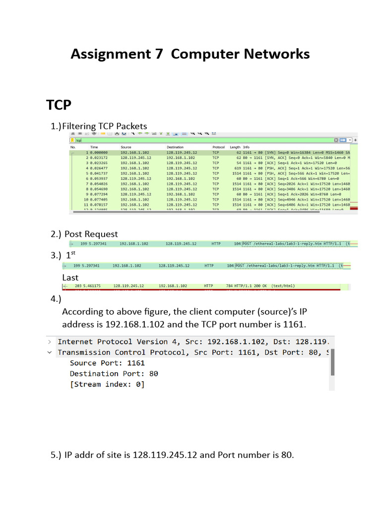 Assignment 7 Computer Networks | PDF