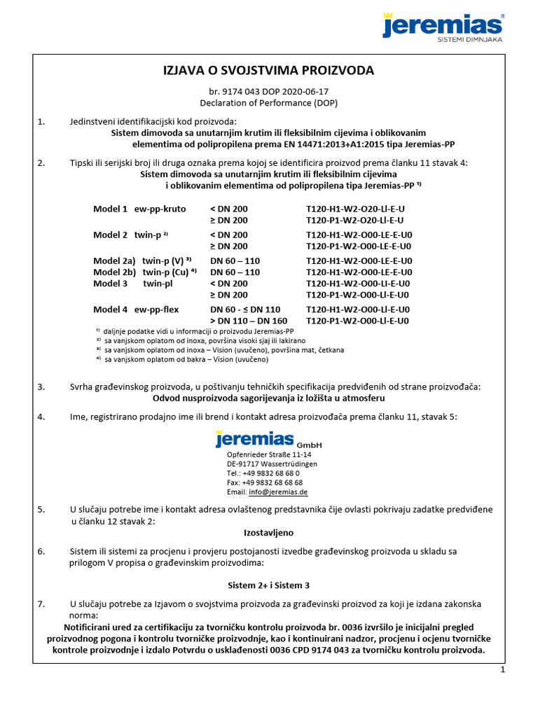 Izjava o Svojstvima Proizvoda EW-PPS | PDF