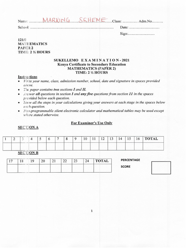 Model 8022022002-Maths pp2 Ms | PDF