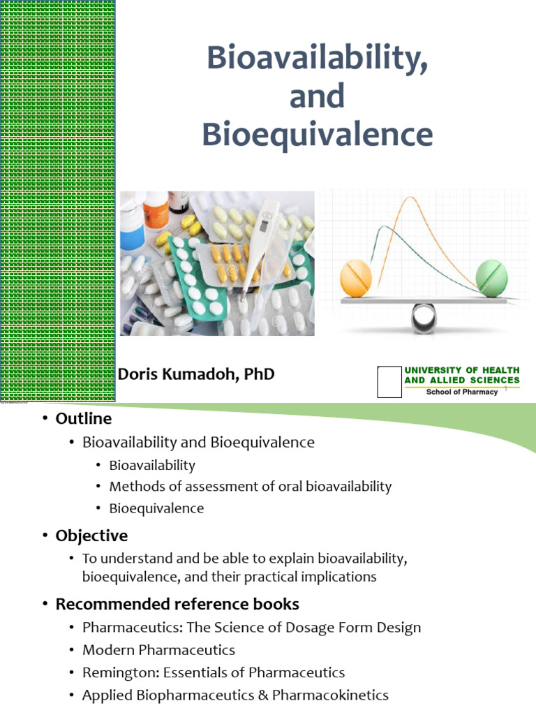 SOPH 431 - Bioavailability & Bioequi | PDF | Bioavailability | Pharmacokinetics