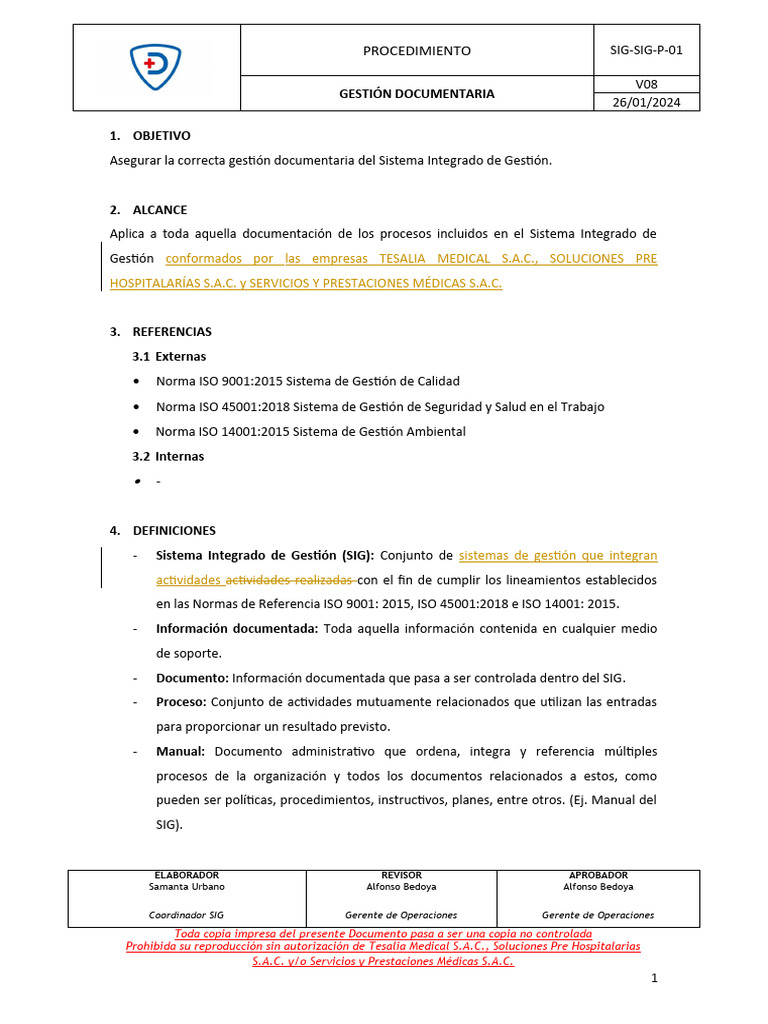 SIG-SIG-P-01 Procedimiento de Gestión Documentaria. | PDF | Software ...