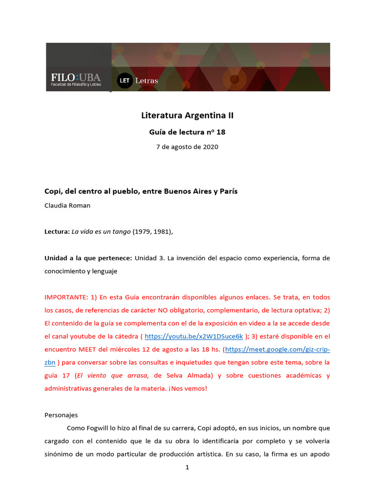 Guía Nº 18. Copi | PDF | Musica Tango | Cómics